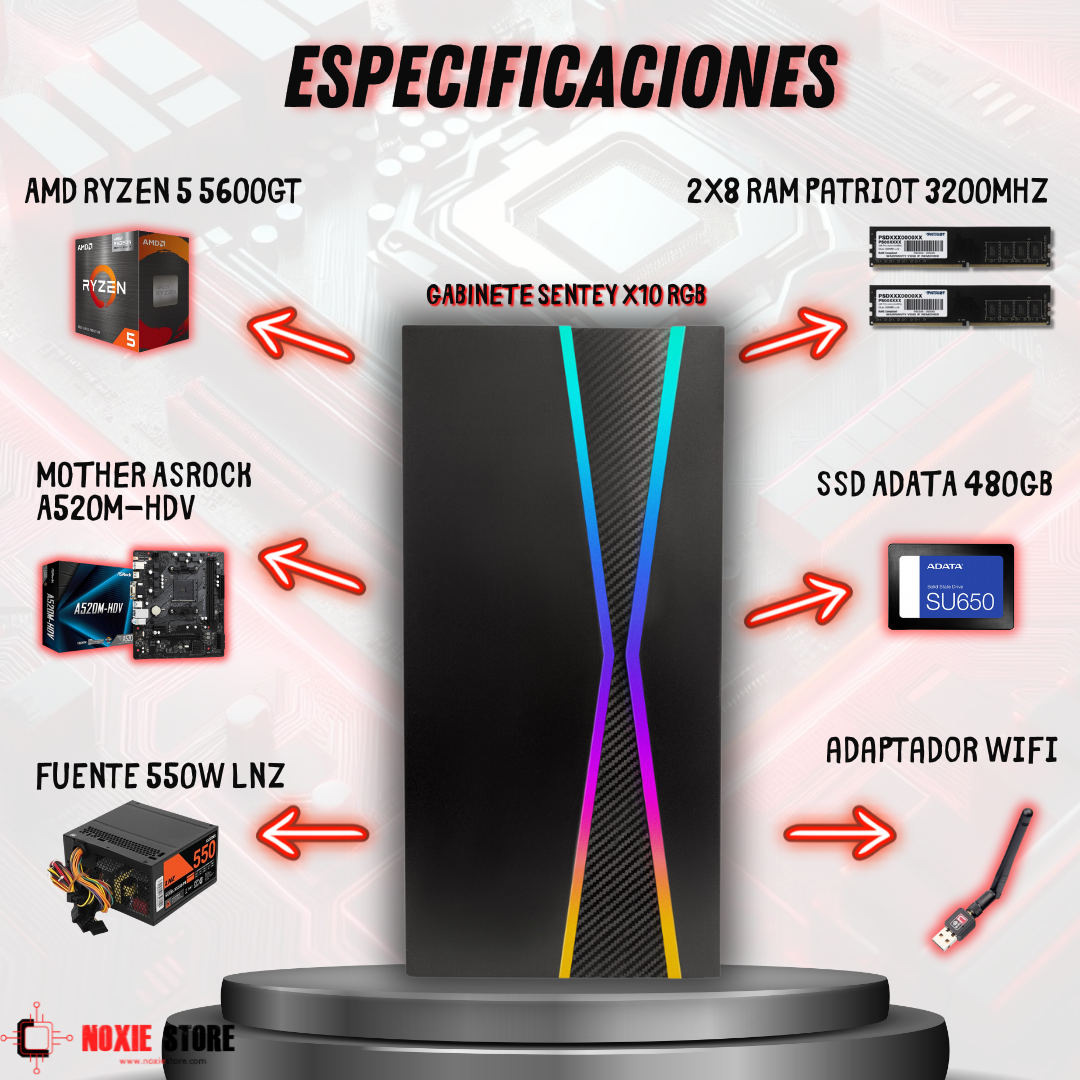 Pc Gamer Amd Ryzen 5 5600gt | 16 Gb | 480gb Ssd | Wifi | Noxie Store